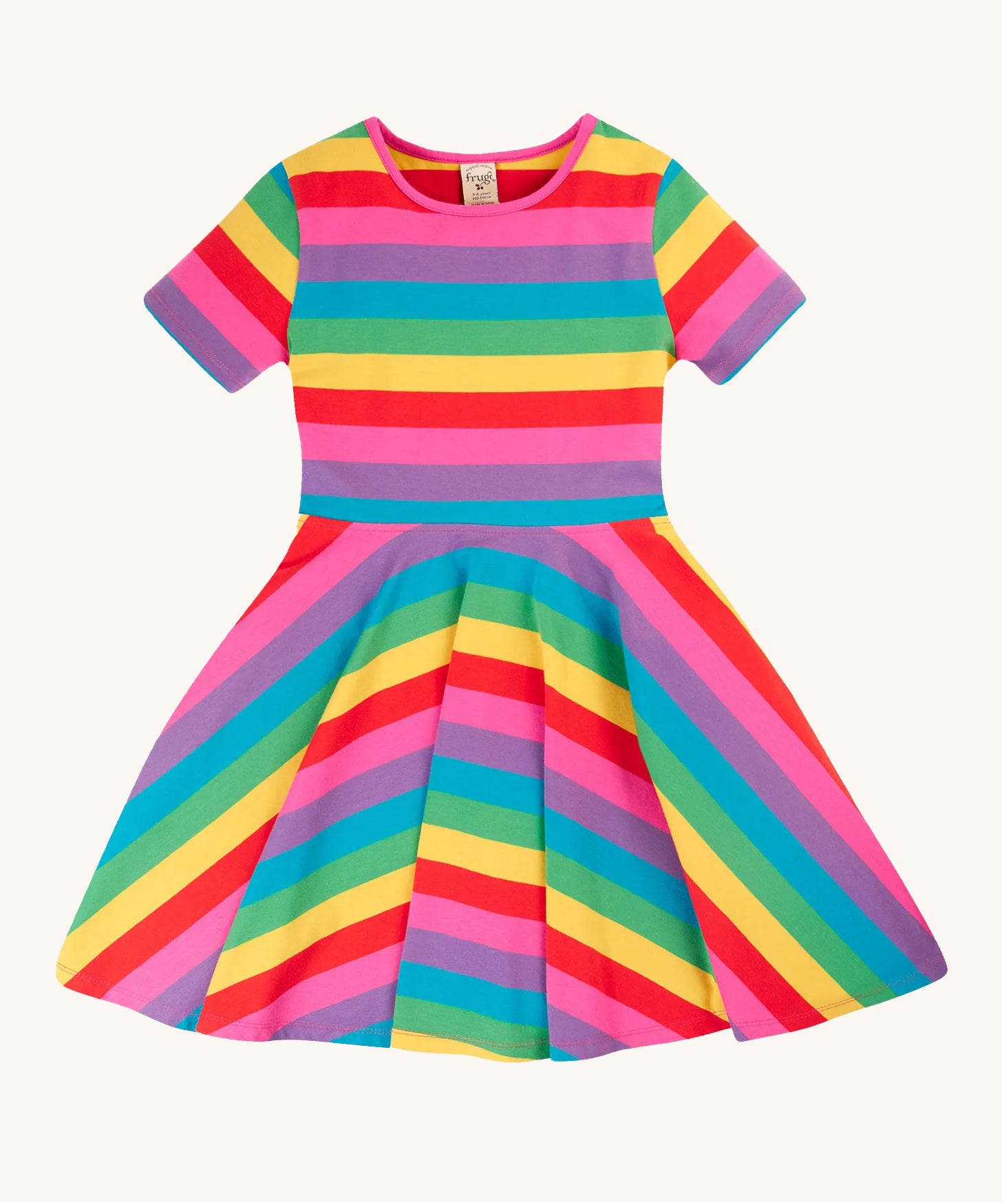 Frugi Sunshine Skater Dress - Foxglove Rainbow Stripe – Babipur