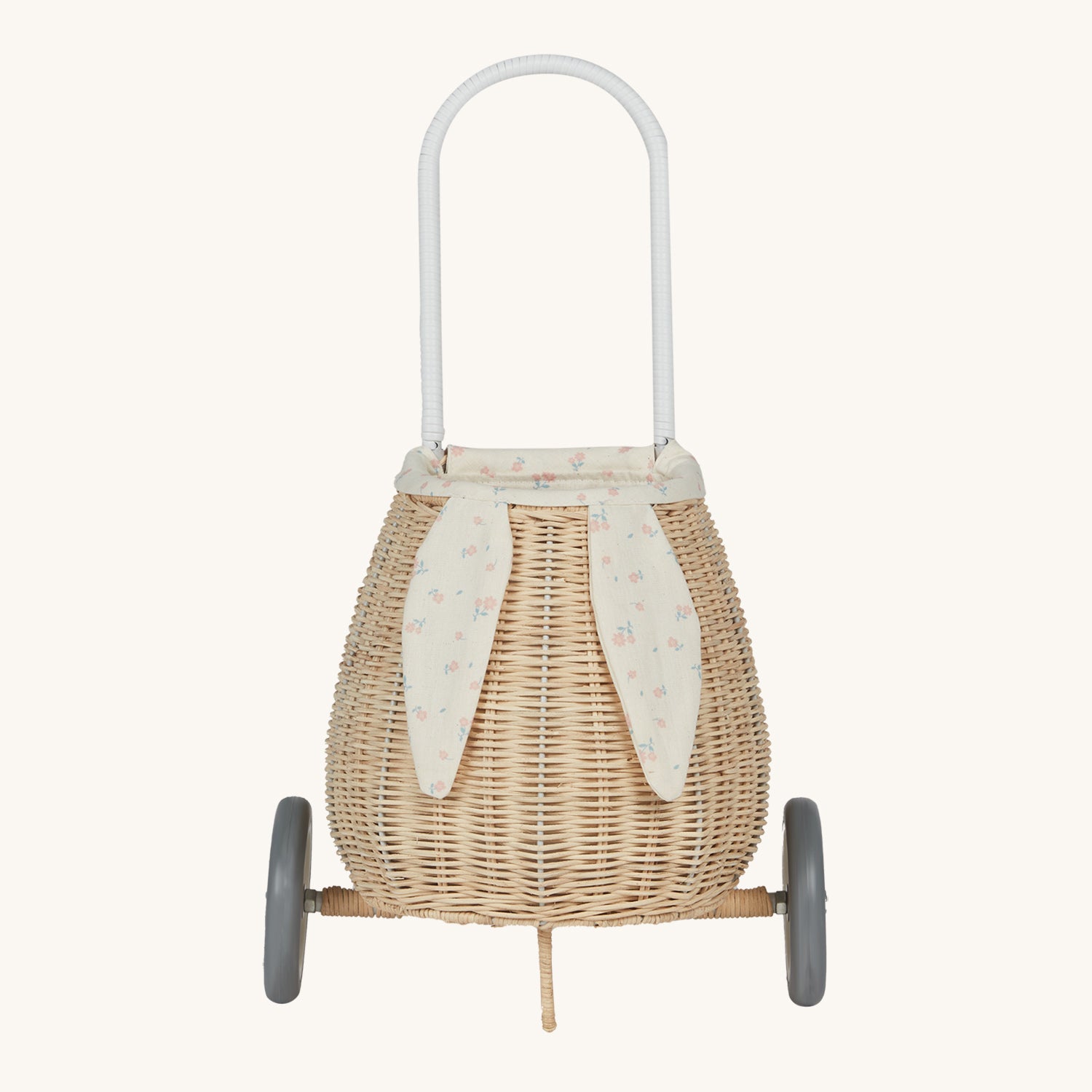 Olli Ella Rattan Bunny Luggy with Lining – Pansy Floral – Babipur